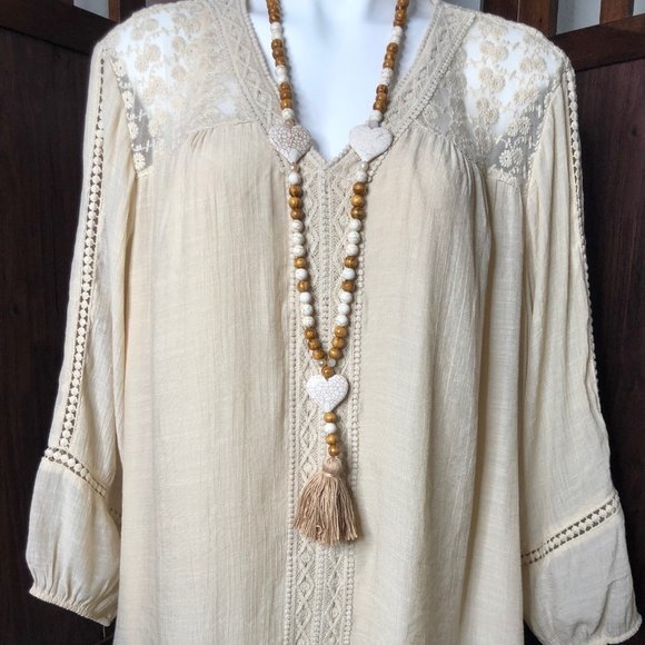 Tattered Magnolia | Tops | New Gypsy Peasant Blouse With Lace Trim ...
